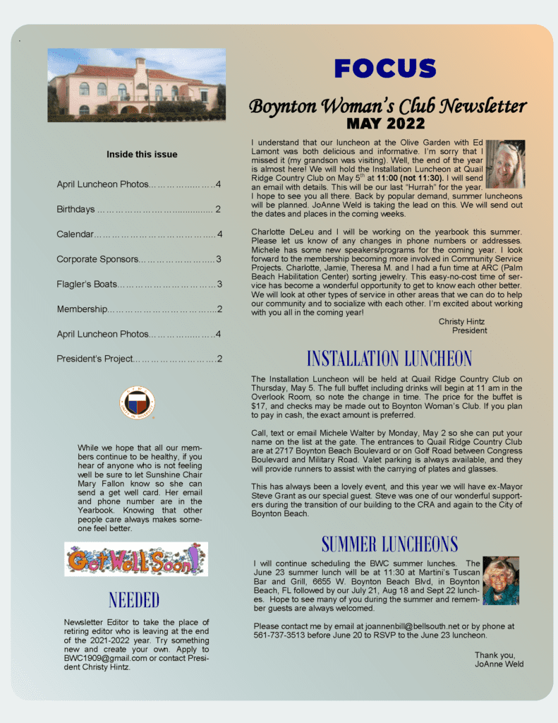 Boynton Woman's Club | Serving Boynton Beach for more than 100 years